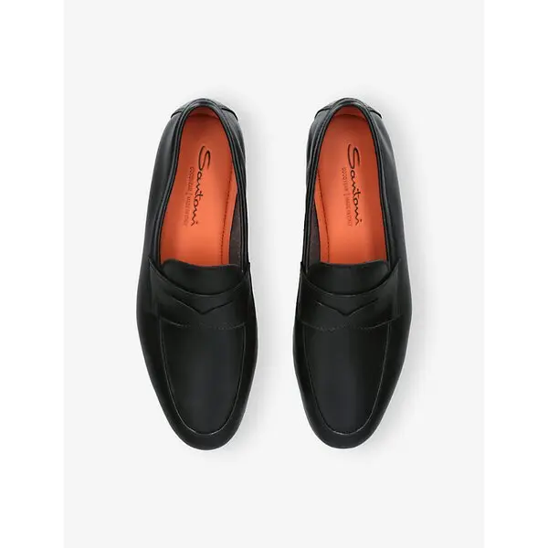 Santoni Carlo Cashmere And Leather Penny Loafers - Black