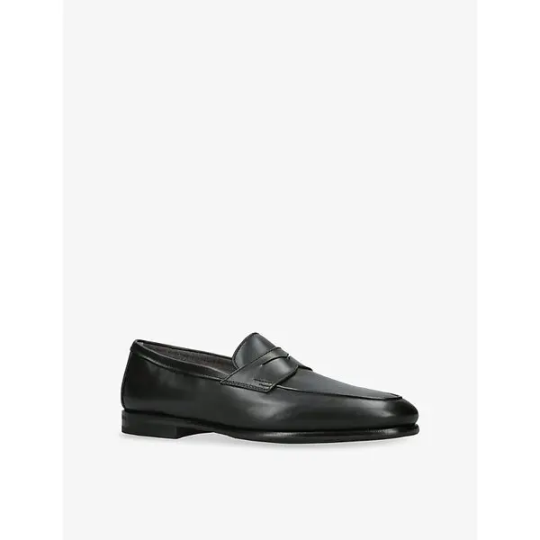Santoni Carlo Cashmere And Leather Penny Loafers - Black