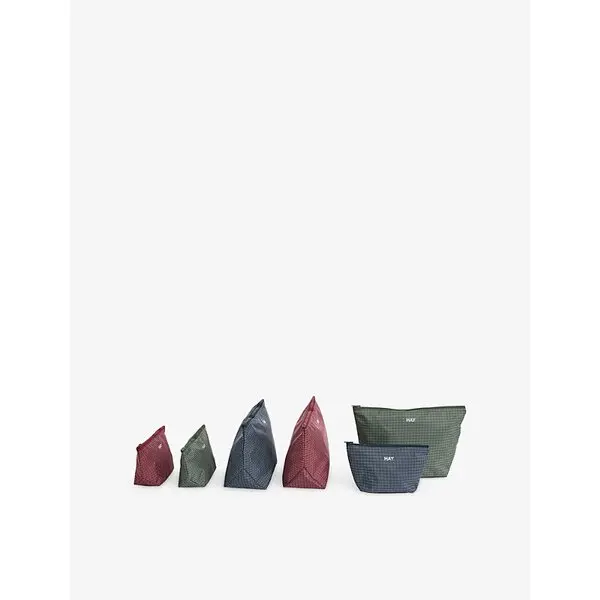 HAY Grid Small Woven Pouch - Dark Blue