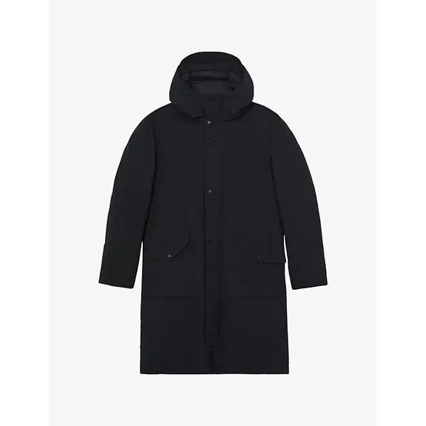 REISS Quilted Hooded Woven Coat