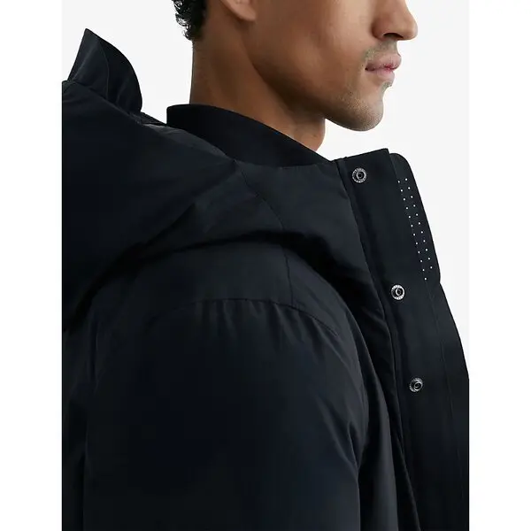REISS Quilted Hooded Woven Coat