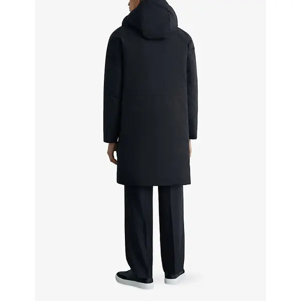 REISS Quilted Hooded Woven Coat