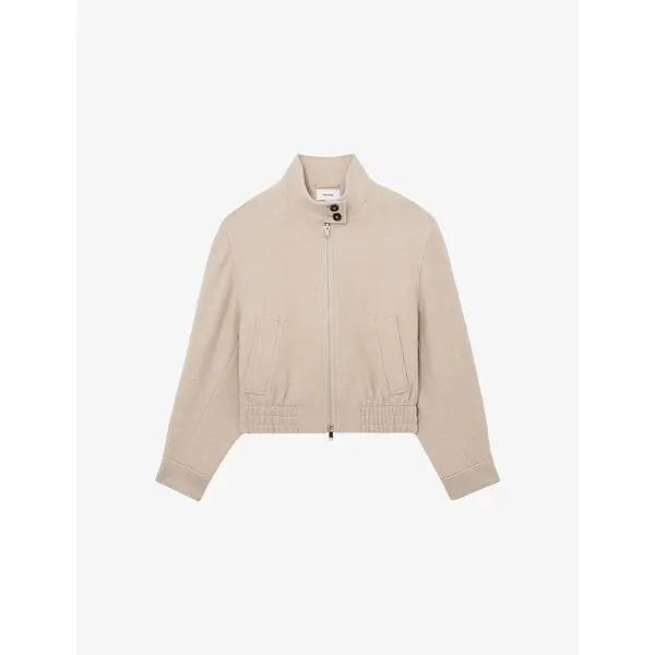 REISS Elodie Funnel-neck Wool Bomber Coat