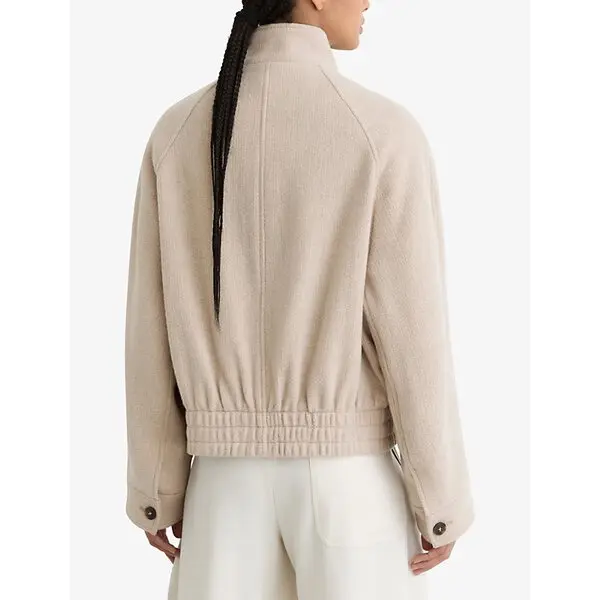REISS Elodie Funnel-neck Wool Bomber Coat