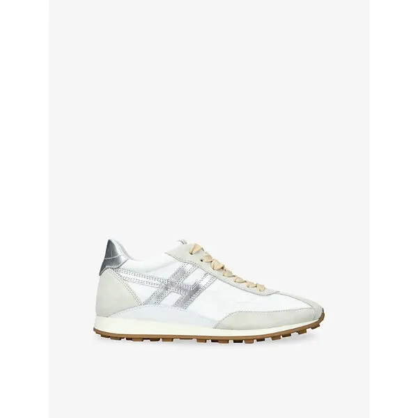 Hogan H699 Leather And Suede Trainers - Silver Com