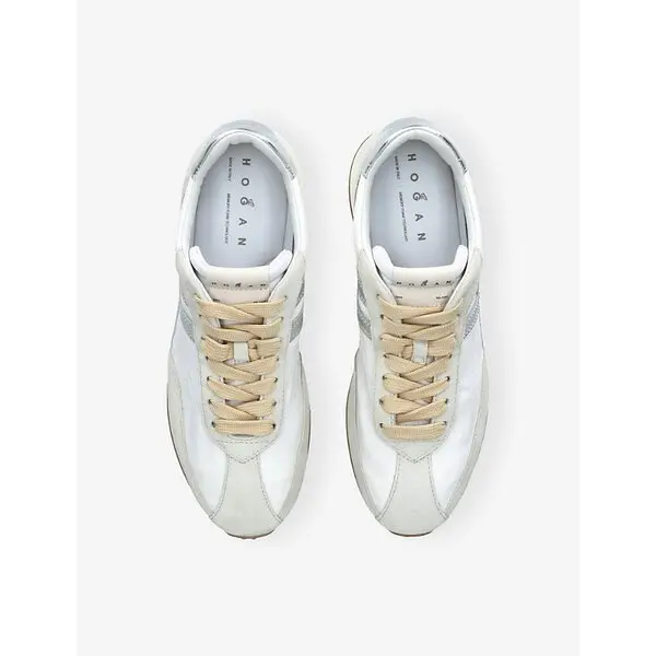 Hogan H699 Leather And Suede Trainers - Silver Com
