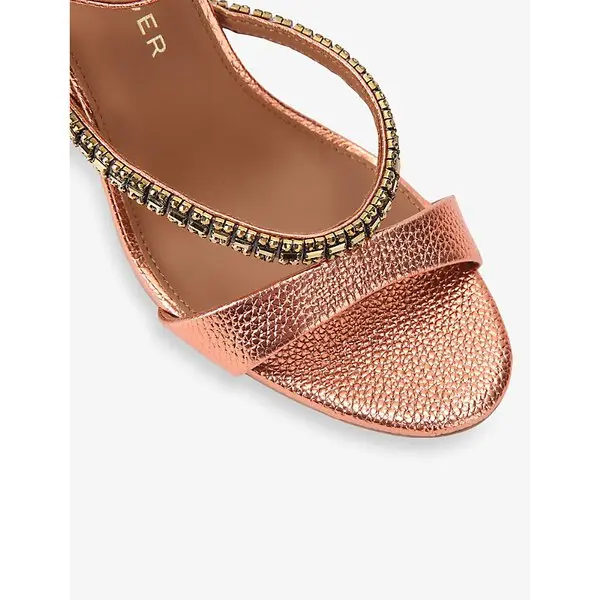 Kurt Geiger Crystal Strap Leather Heeled Sandals