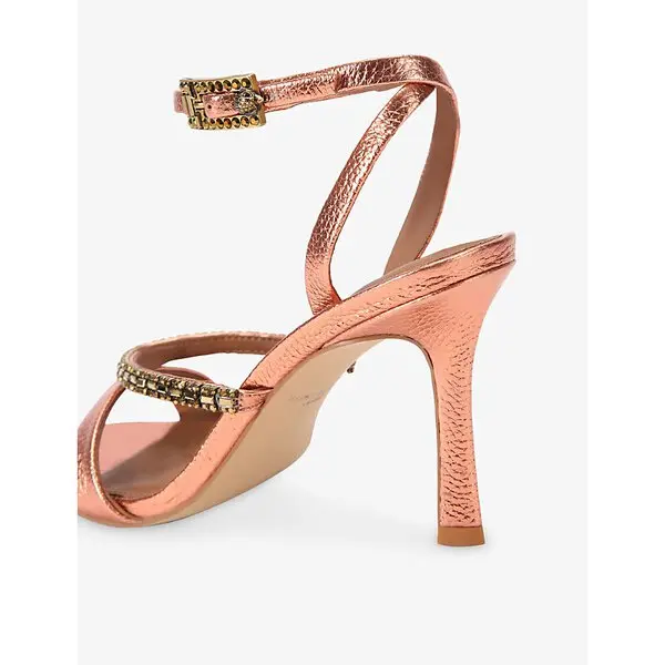 Kurt Geiger Crystal Strap Leather Heeled Sandals