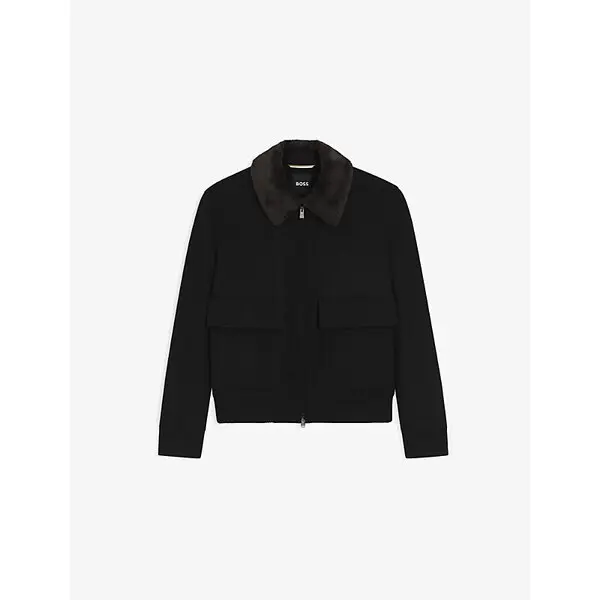 BOSS Faux-fur Collar Wool And Cashmere Bomber Jacket