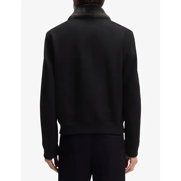 BOSS Faux-fur Collar Wool And Cashmere Bomber Jacket