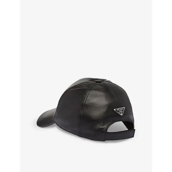 Prada Logo-plaque Leather Baseball Cap