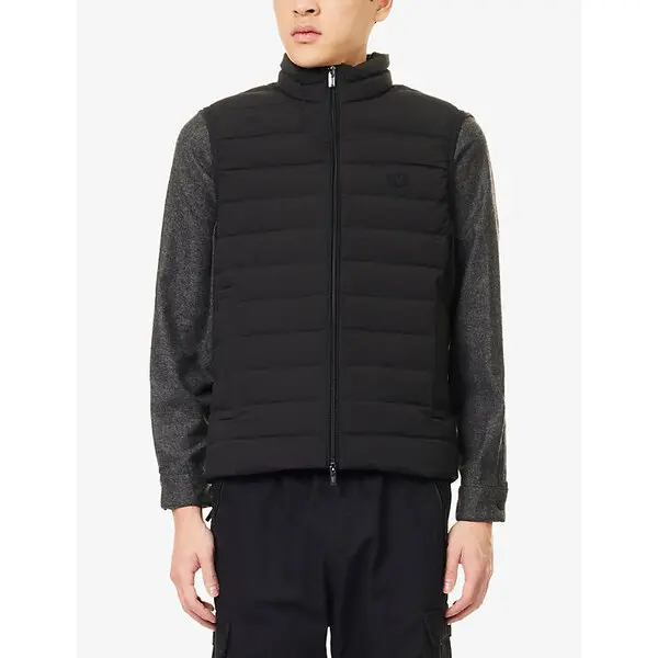 Emporio Armani Badge-embroidered Shell-down Gilet