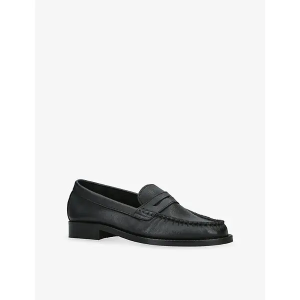 DUKE + DEXTER Ezra Leather Penny Loafers - Black