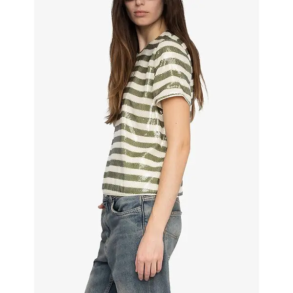 Zadig&Voltaire Sequin-embellished Striped Top - Moss