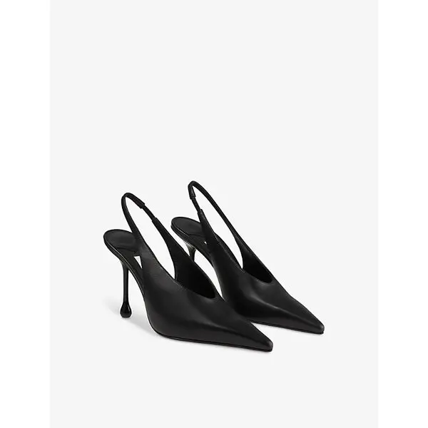 JIMMY CHOO Isa 95 Slingback Leather Heeled Courts - Black