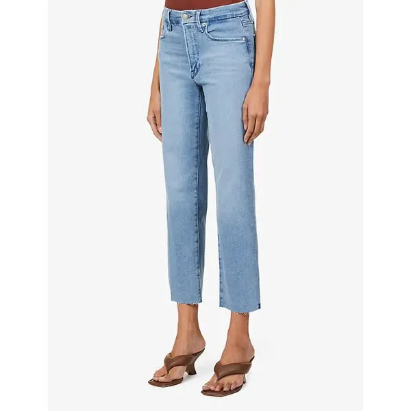 Good American Good Straight High Rise Stretch Denim Jeans