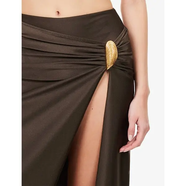Simkhai Eiana Shell Stretch-satin Midi Skirt