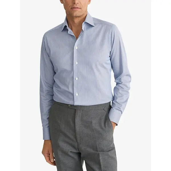 Eton Business Fine Striped Slim-fit Signature Cotton-twill Shirt - Mid Blue