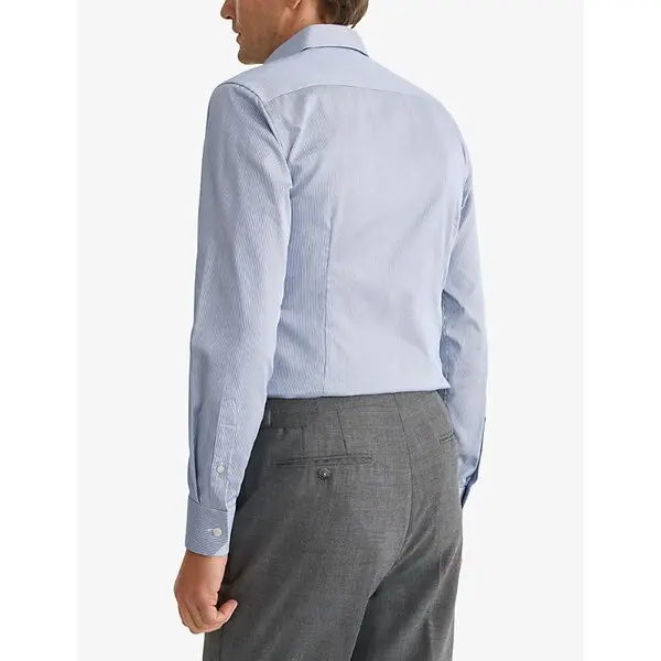 Eton Business Fine Striped Slim-fit Signature Cotton-twill Shirt - Mid Blue