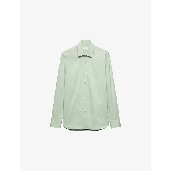 Prada Collared Slim-fit Cotton-blend Shirt - Green
