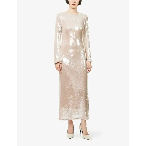 PRETTY LAVISH Sequin Open-back Woven Maxi Dress