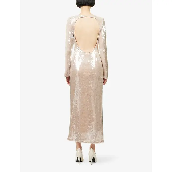 PRETTY LAVISH Sequin Open-back Woven Maxi Dress