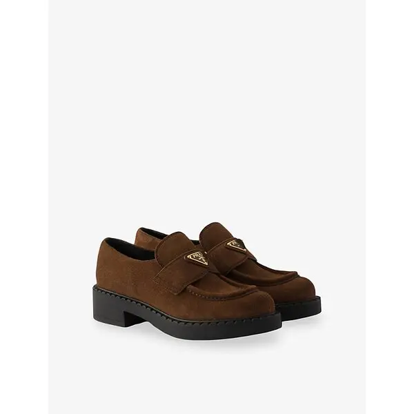 Prada Logo-plaque Suede Loafers