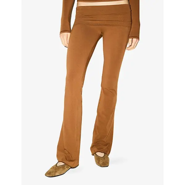 SKIMS Foldover Flared Stretch-cotton Trousers