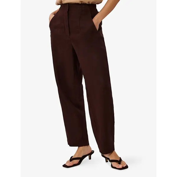 Whistles Barrel-leg Mid-rise Linen Trousers