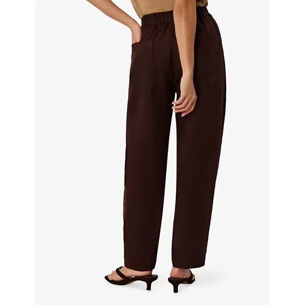 Whistles Barrel-leg Mid-rise Linen Trousers