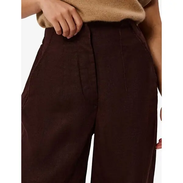 Whistles Barrel-leg Mid-rise Linen Trousers