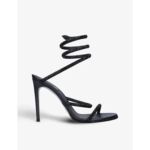 Rene Caovilla Cleo Embellished Leather Stiletto Heeled Sandals