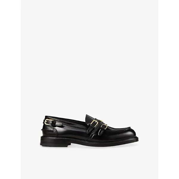 Sandro Patent Leather Loafers With Buckle Embellishments - Black