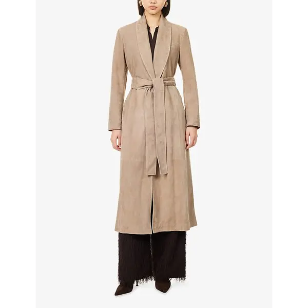 Nour Hammour Gallery Belted Suede Coat