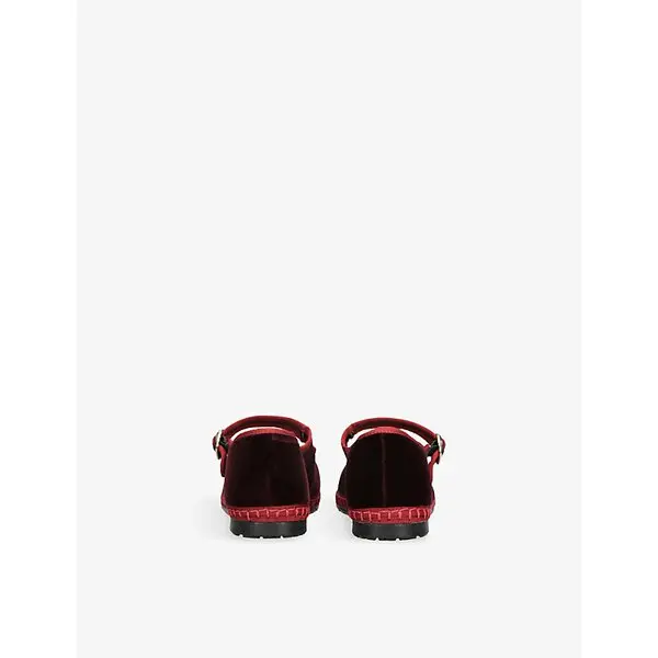 FLABELUS Borris Cotton Mary Jane Flats - Wine