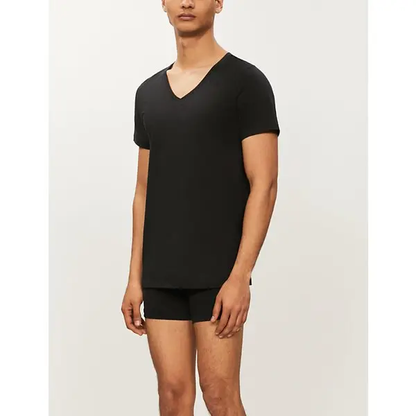 Hanro Cotton Superior Cotton-blend T-shirt - Black