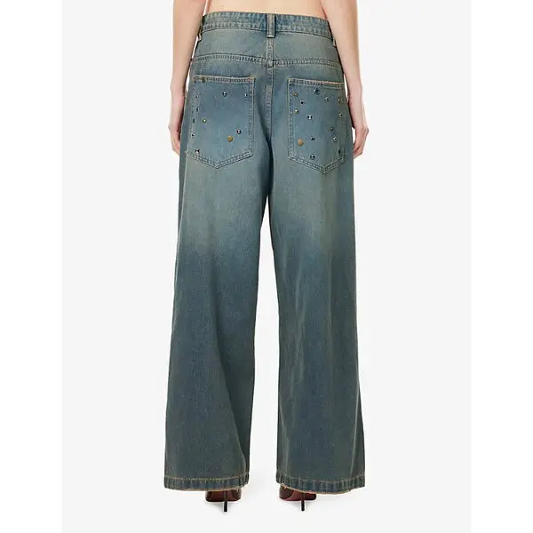 JADED LONDON Studded Wide-leg Denim Jeans
