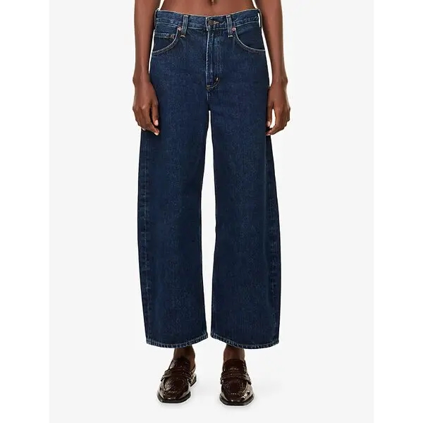 AGOLDE Wide-crop-leg Denim Jeans - Pendulum (medium Indigo)