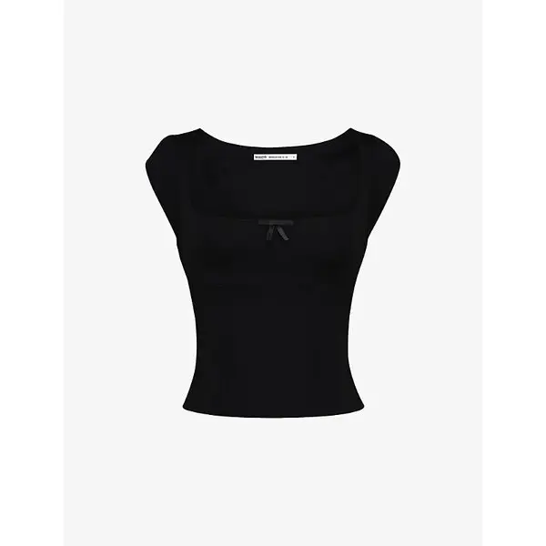 House Of Cb Cap-sleeve Corset Jersey Top - Black
