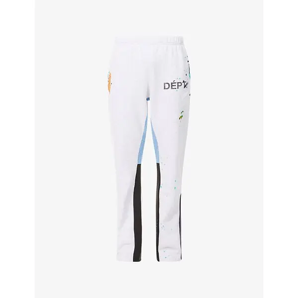 GALLERY DEPT. Paint-splattered Logo-print Cotton Jogging Bottoms