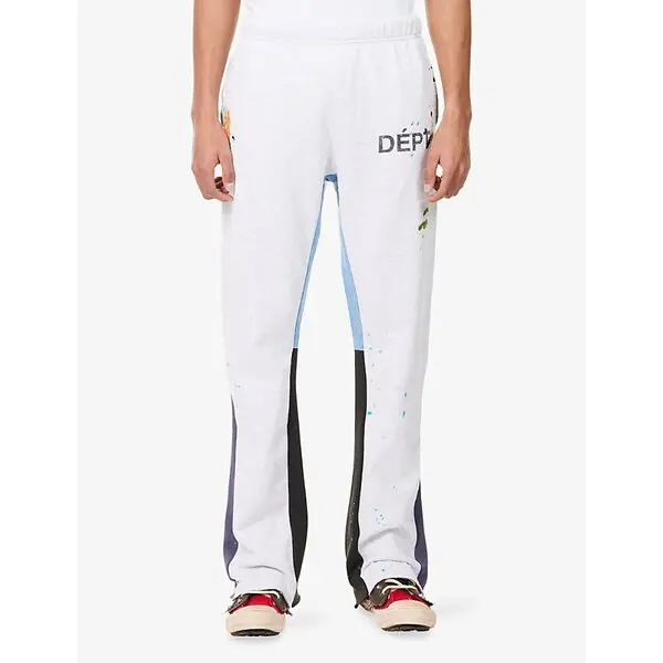 GALLERY DEPT. Paint-splattered Logo-print Cotton Jogging Bottoms