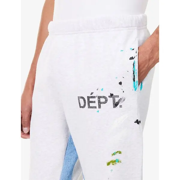 GALLERY DEPT. Paint-splattered Logo-print Cotton Jogging Bottoms