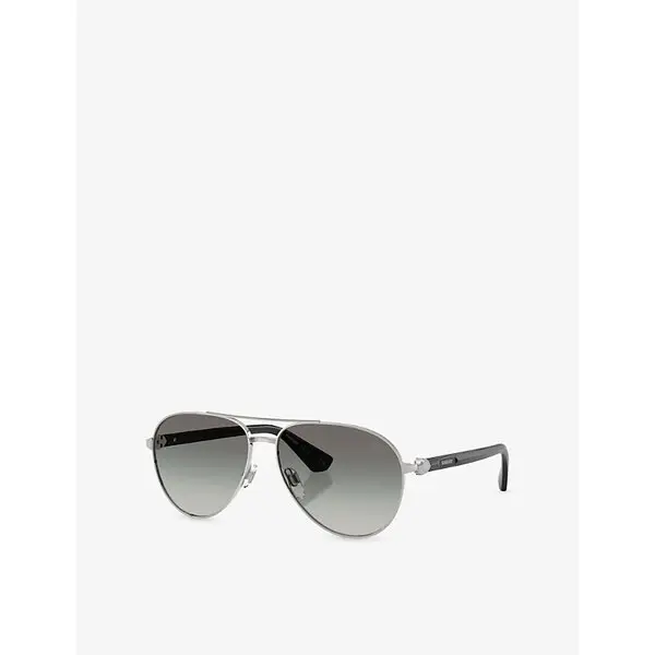 Burberry Be3167 Aviator-frame Metal Sunglasses - Silver