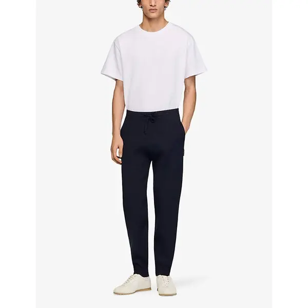 Sandro Logo-patch Regular-fit Stretch-woven Jogging Bottoms - Bleus