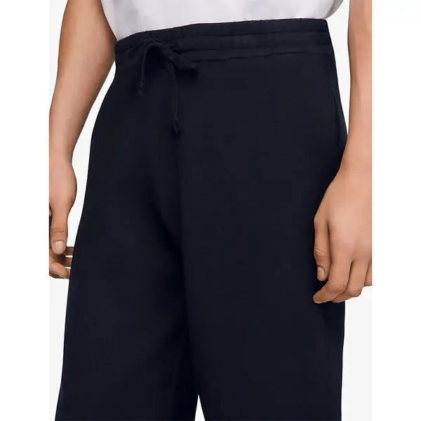 Sandro Logo-patch Regular-fit Stretch-woven Jogging Bottoms - Bleus