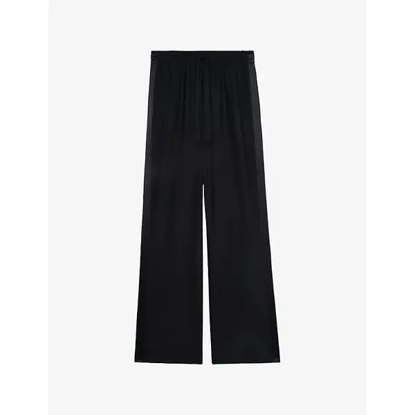 Zadig&Voltaire Poma Satin-stripe Straight-leg Trousers - Black
