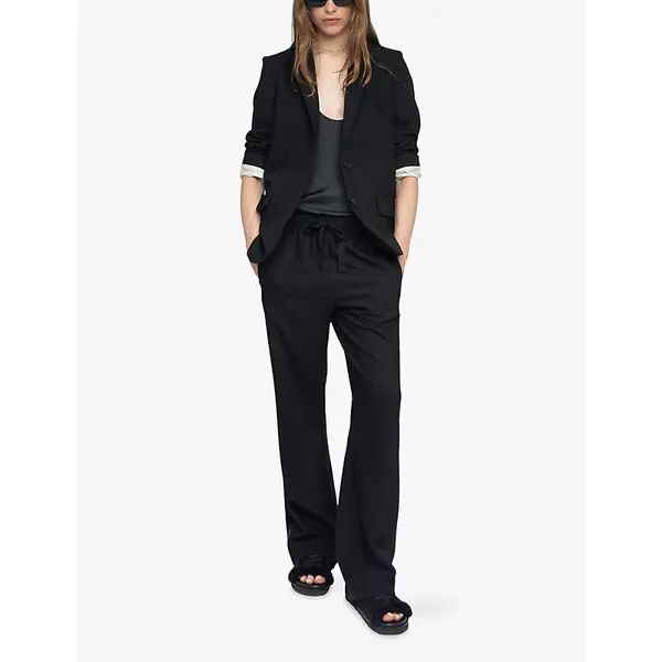 Zadig&Voltaire Poma Satin-stripe Straight-leg Trousers - Black