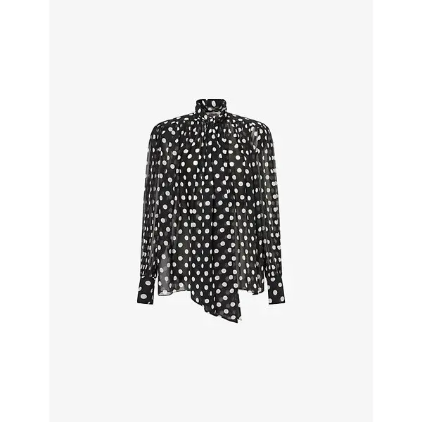 Khaite Vali Dot-print Silk Top