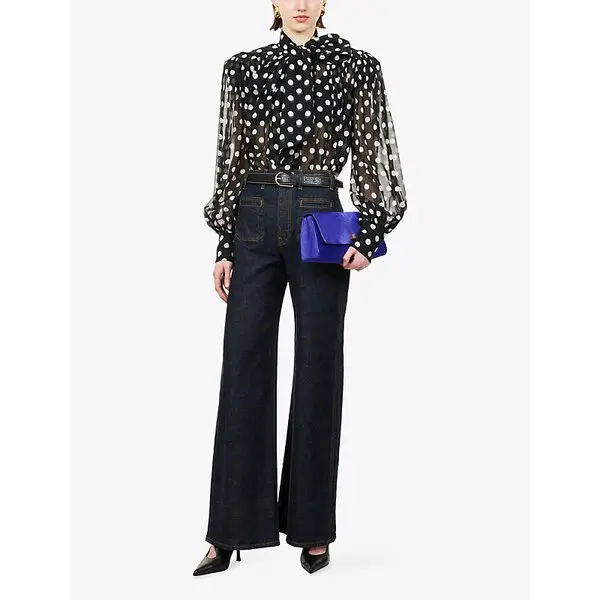 Khaite Vali Dot-print Silk Top