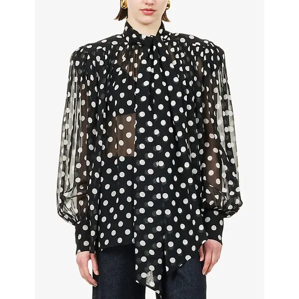 Khaite Vali Dot-print Silk Top
